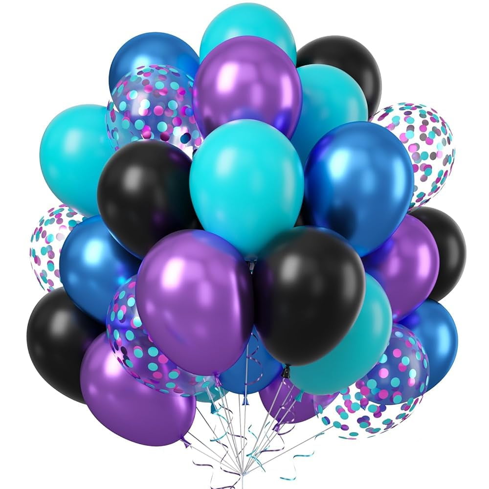 Black Purple Blue FEV6 Balloon,60 Pcs 12 Inches Metallic Blue Purple ...