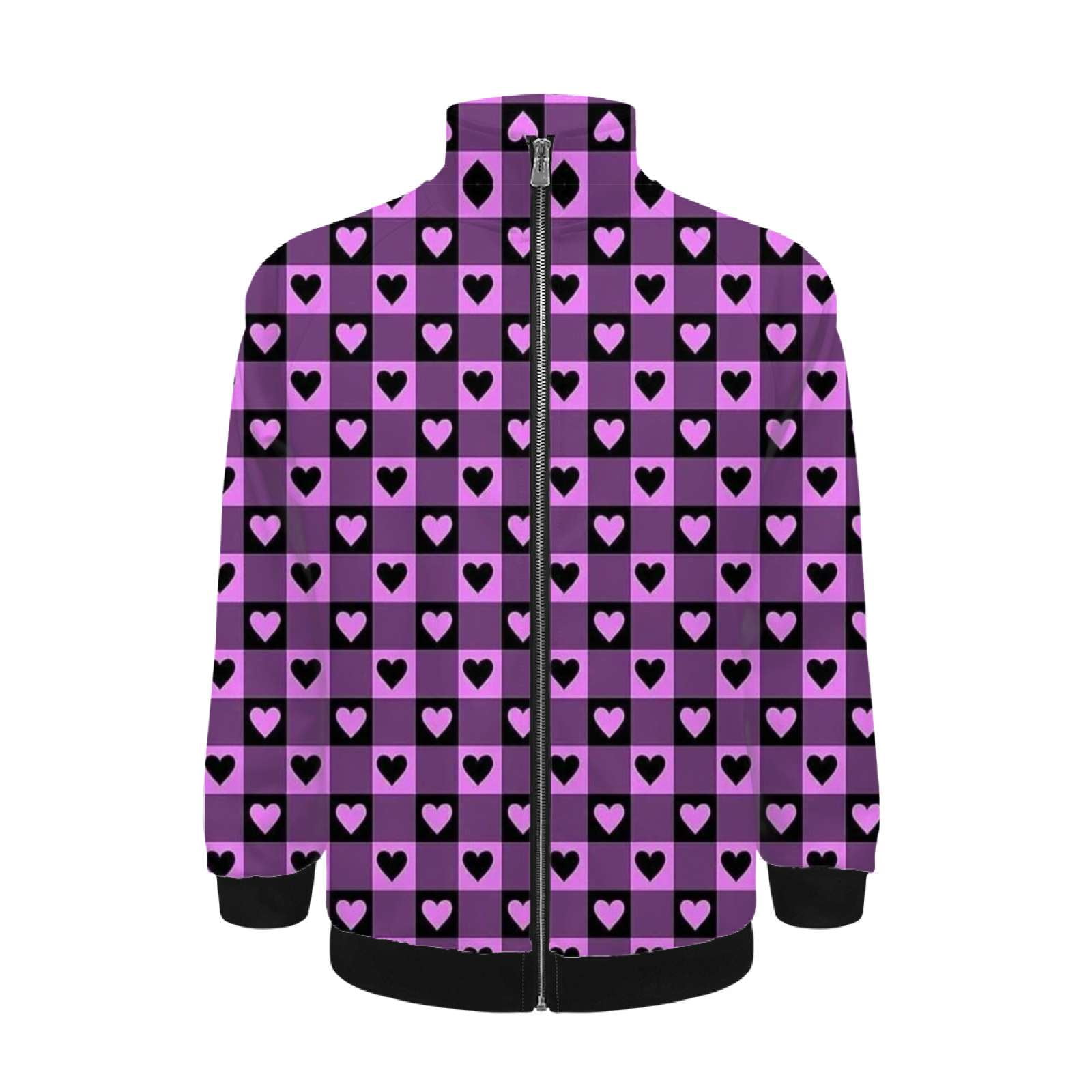 Black Purple Checkered Heart Jacket Men's Street Cool Long Sleeves Coat ...