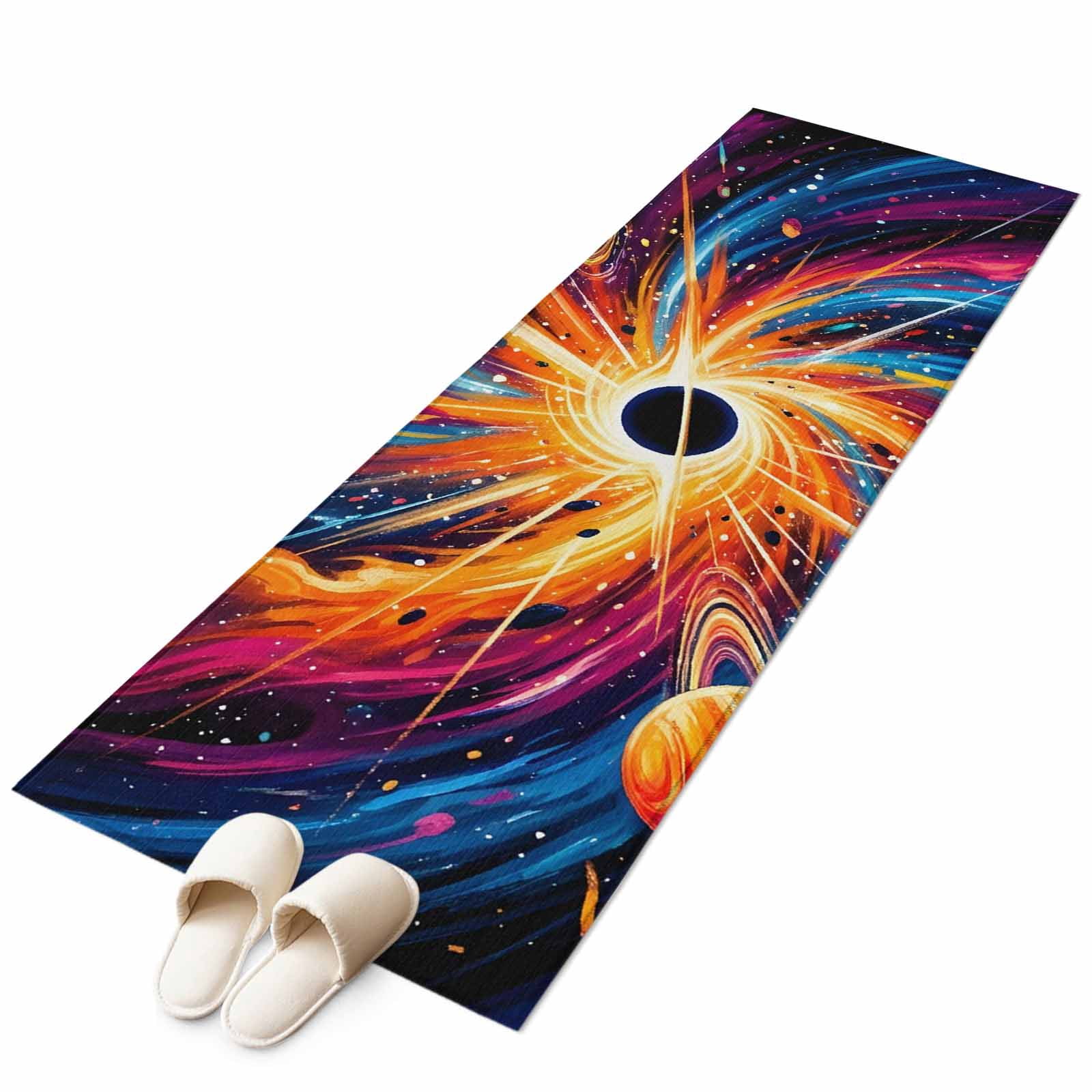Black Purple Cosmos Kitchen Runner Rug 2x6 Washable Runners for Hallway ...