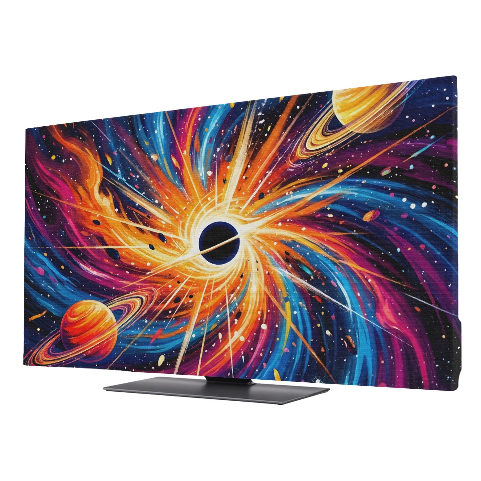 Black Purple Cosmos TV Cover for 50 Inch Screen, Stretch Fabric ...