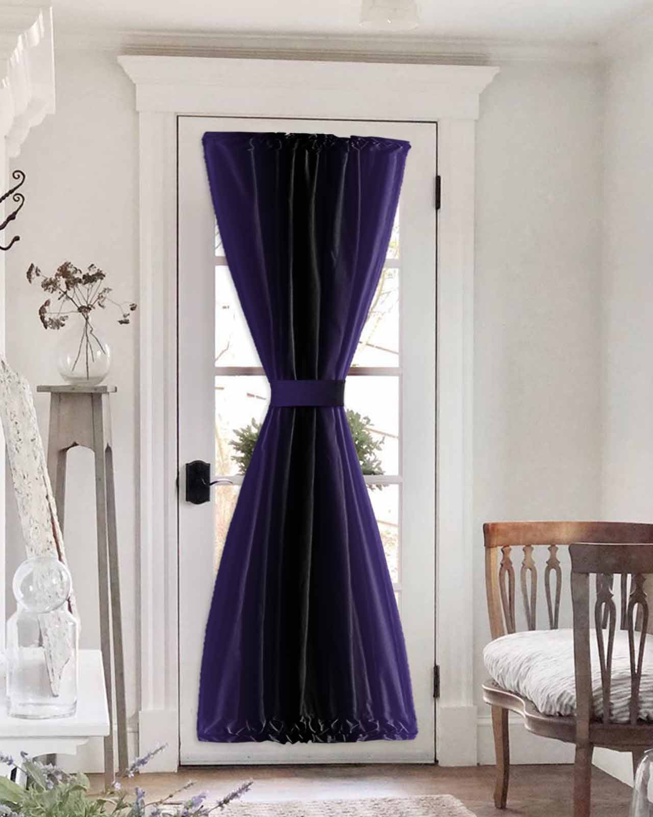 Black Purple Door Curtains for Doorway Privacy, Blackout French Door ...