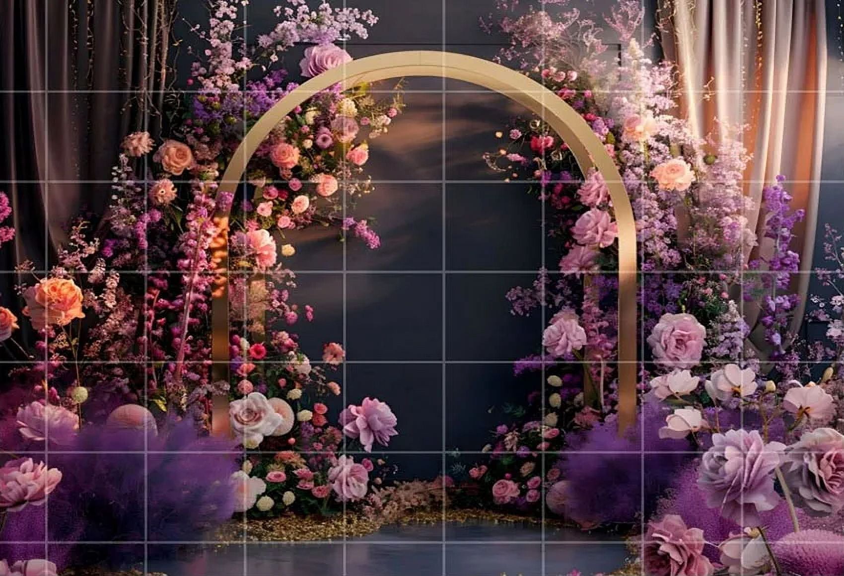 Black Purple Floral Arch Adult Birthday Wedding Maternity Portrait r ...
