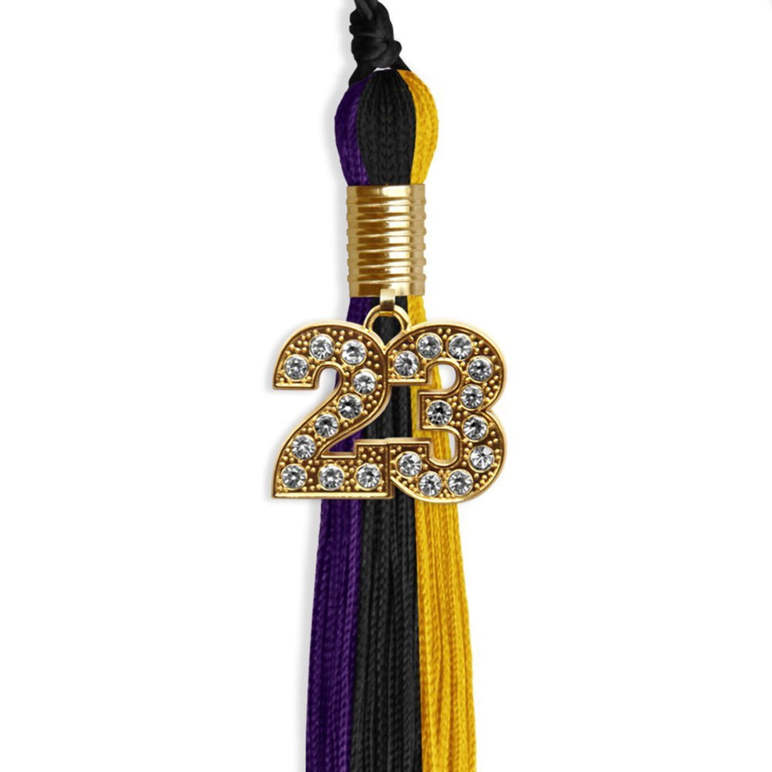 Black/Purple/Gold Graduation Tassel with Gold Date Drop - Walmart.com