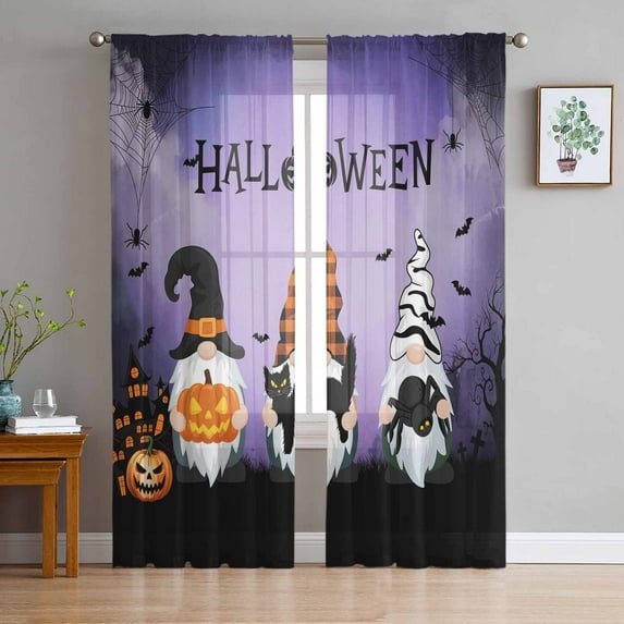 Black Purple Halloween Sheer Curtains 84 Inches Long 2 Panels Set ...