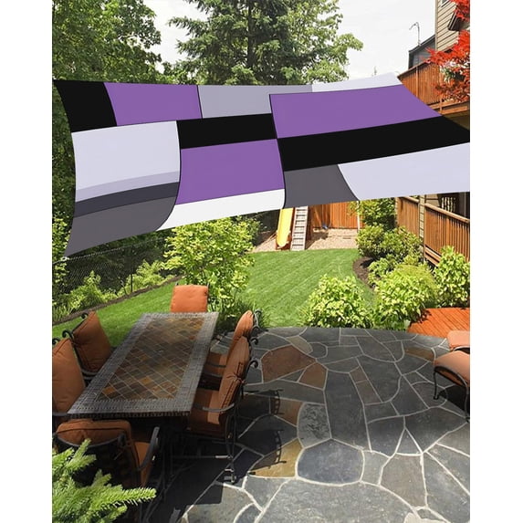 Black Purple Patchwork Sun Shade Sail 6.5'X10' Abstract Geometric Art ...