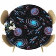 Black Purple Spaceship Round Tablecloth 45-54 Inch Round Fitted Table ...