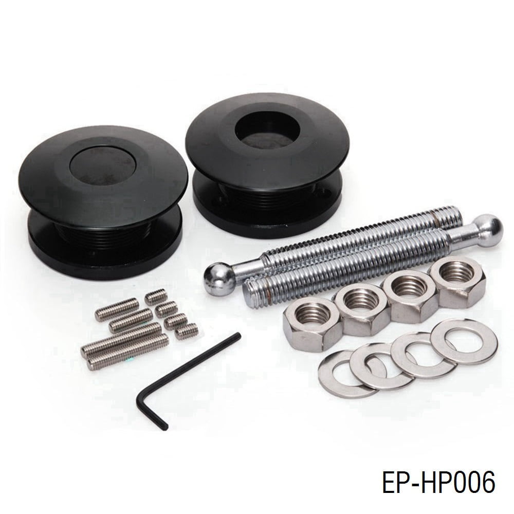 Black-Push Button Billet Hood Pins Lock Clip Kit Car Quick Latch EP ...