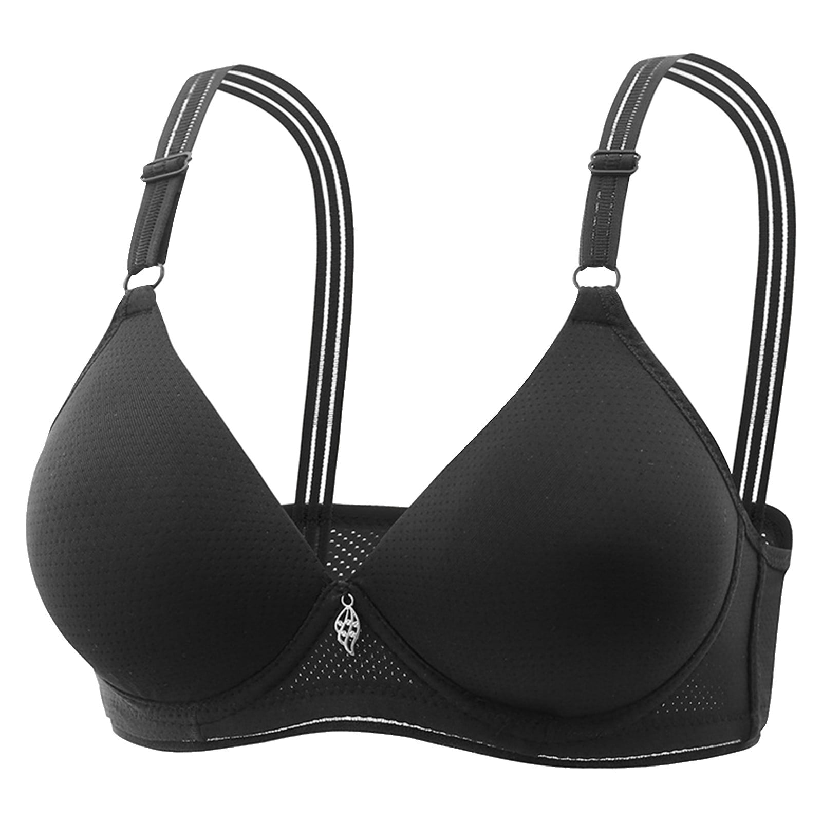 Black Push Up Bras for Women Lace Back Button Shaping Cup Adjustable ...