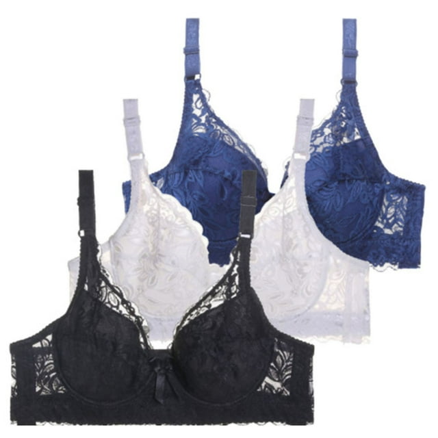 Black Push Up Bras for Women's 3PC Bra Casual and Fashionable Large ...