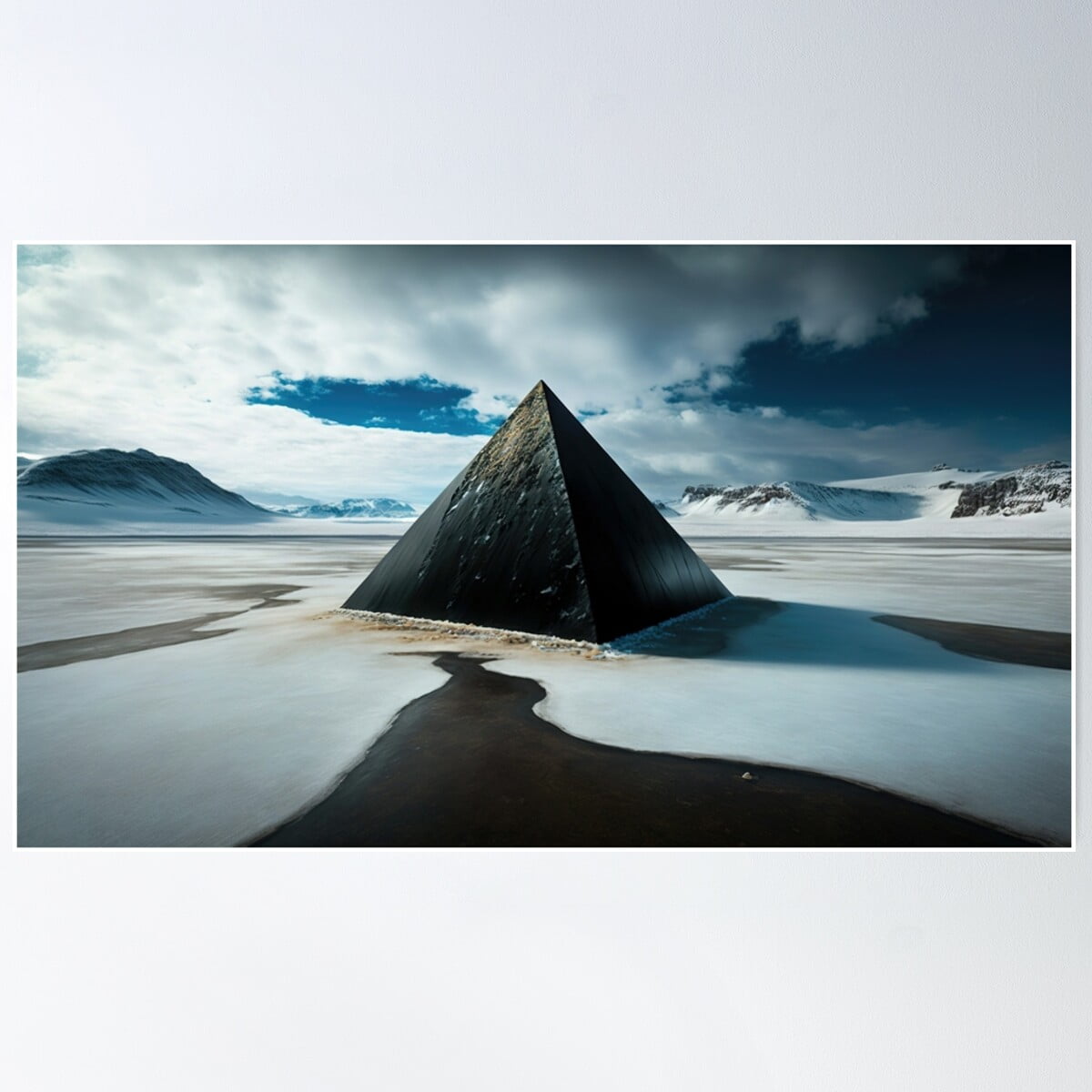 Black Pyramid In Antarctica Poster Wall Art, Modern Wall Decor For ...