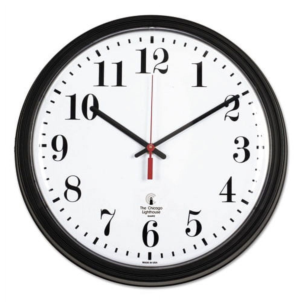 Black Quartz Contract Clock, 13.75" Overall Diameter, Black Case, 1 Aa ...