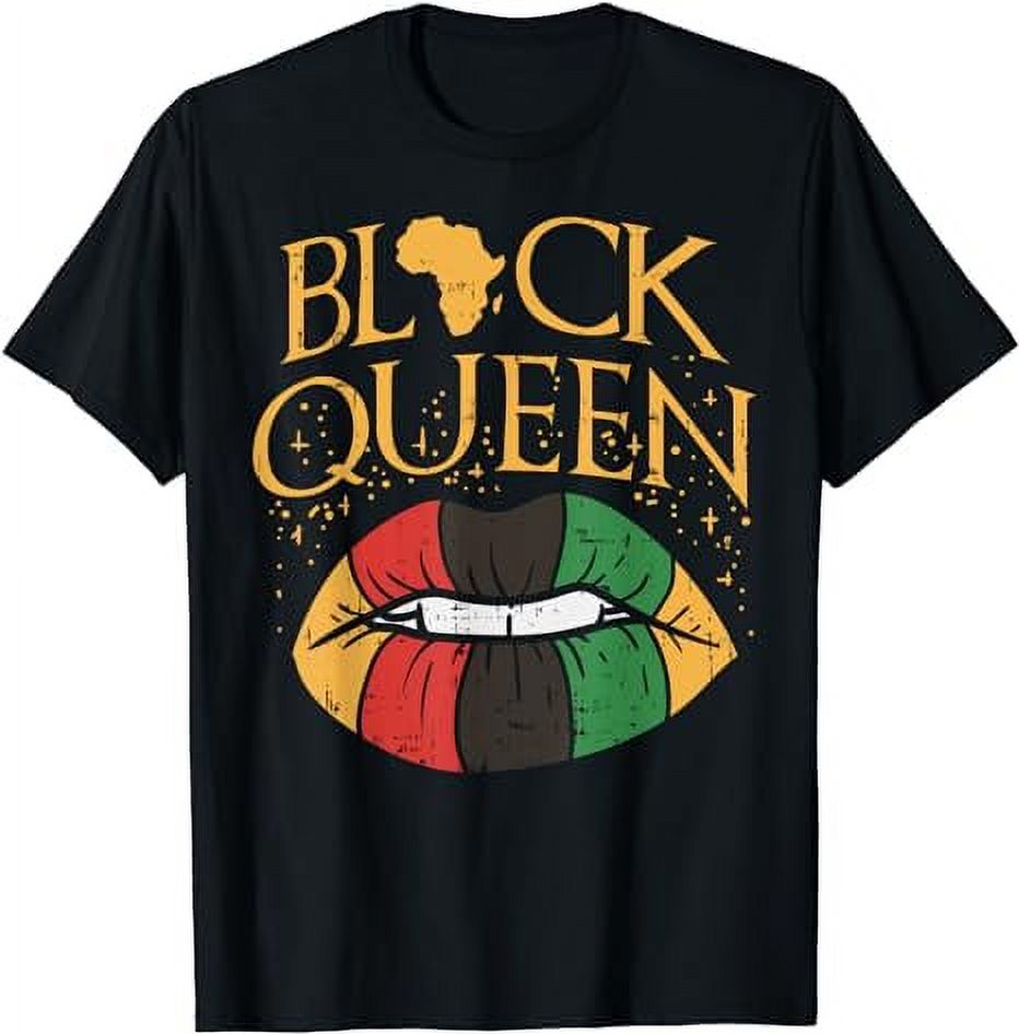 Black Queen Melanin Lips Africa Pride History BLM Women T-Shirt ...
