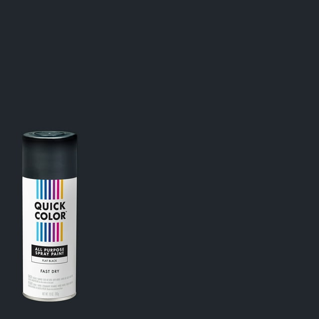 Black, Quick Color Flat All Purpose Enamel Spray Paint-391194, 10 oz, 6 ...