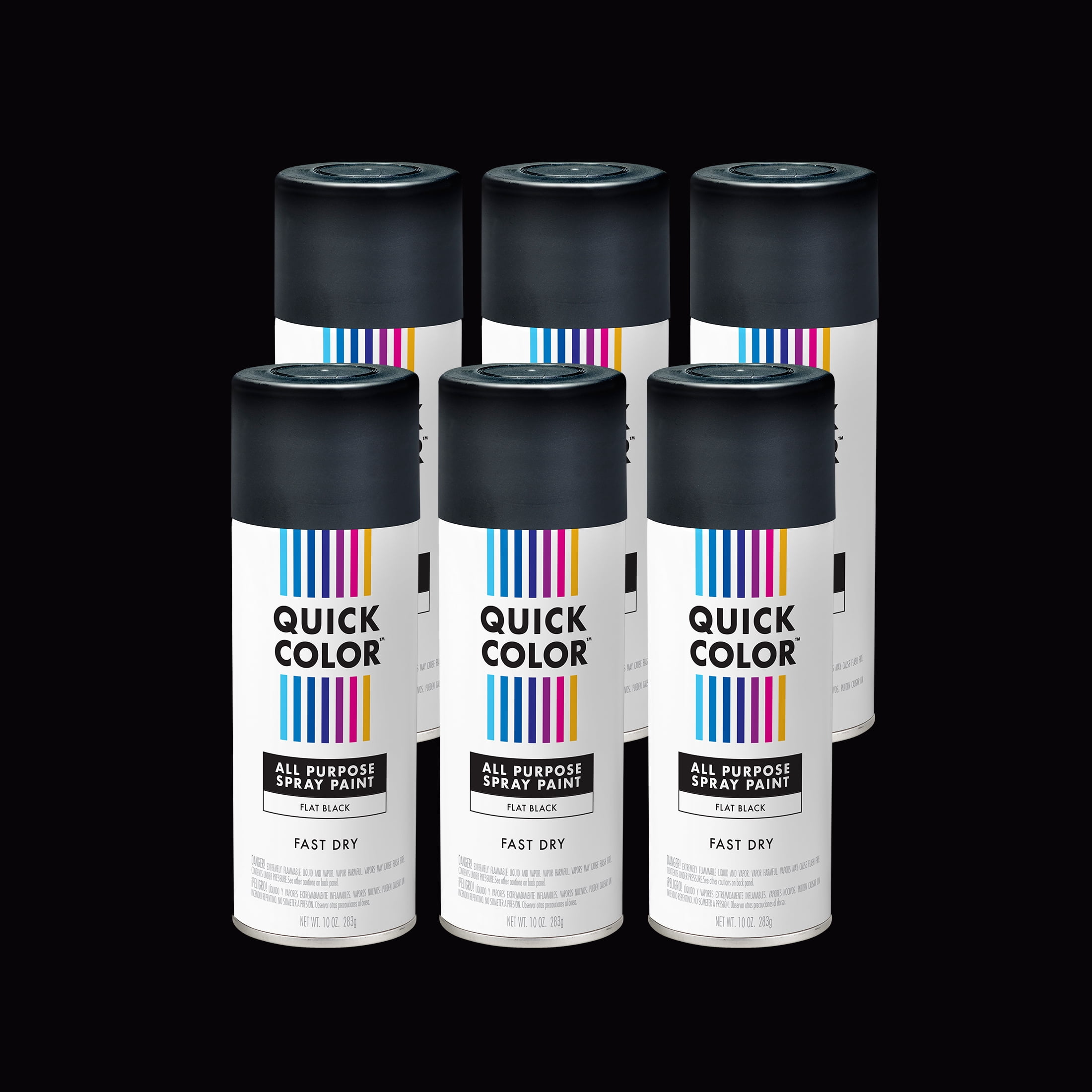 6 Pack, Black, Quick Color Gloss All Purpose Enamel Spray Paint-391192 ...