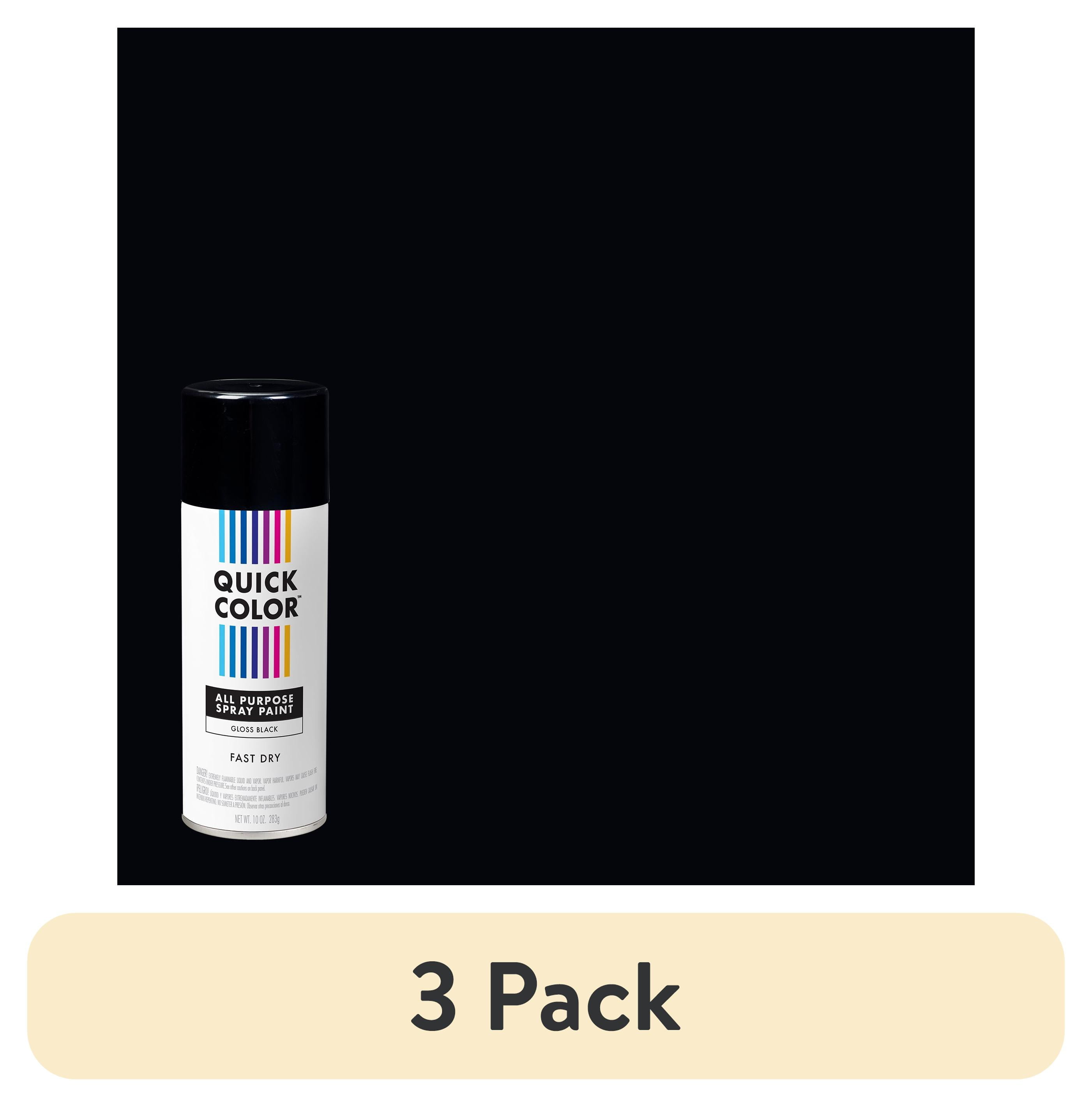 (3 pack) Black, Quick Color Gloss All Purpose Spray Paint-391192, 10 oz ...