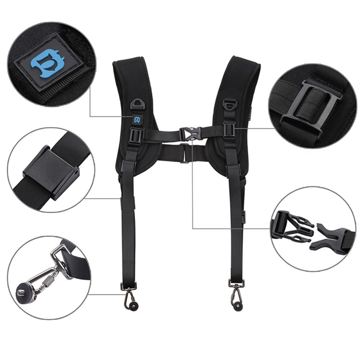 Black Quick Rapid Double Dual Shoulder Sling Belt Adjustment Strap for ...
