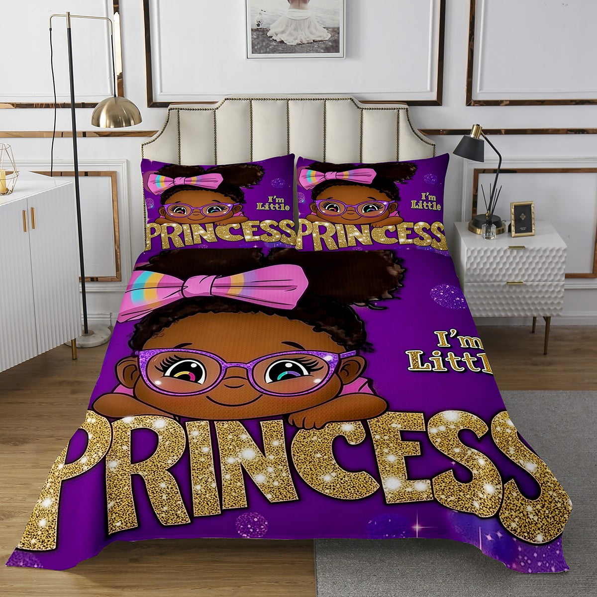 Black Quilt Set King Size Little Black Bedspread Cute Black Princess ...