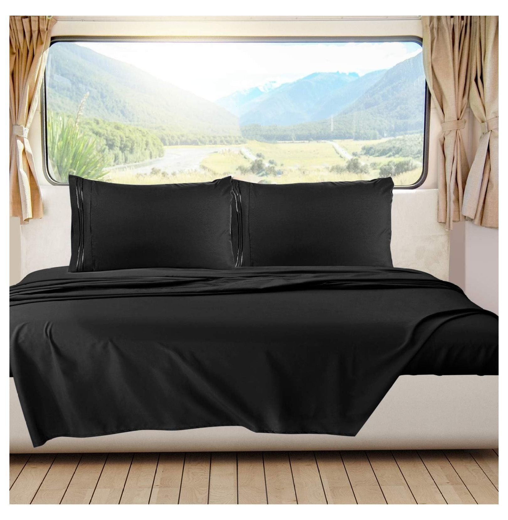 Black RV Queen Sheets – Super Soft RV Short Queen Sheets for RV Camper ...
