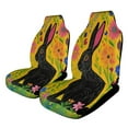 Black Rabbit Floral Garden Car Seat Covers Front Seats Universal Fit ...
