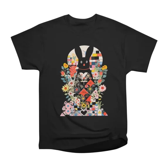 Black Rabbit Floral T-Shirt Tee Gift For Him Merch For Her Apparel For ...