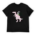 Black Rabbit & Pink Dinosaur Cartoon T-Shirt - Men's Casual Funny Short ...