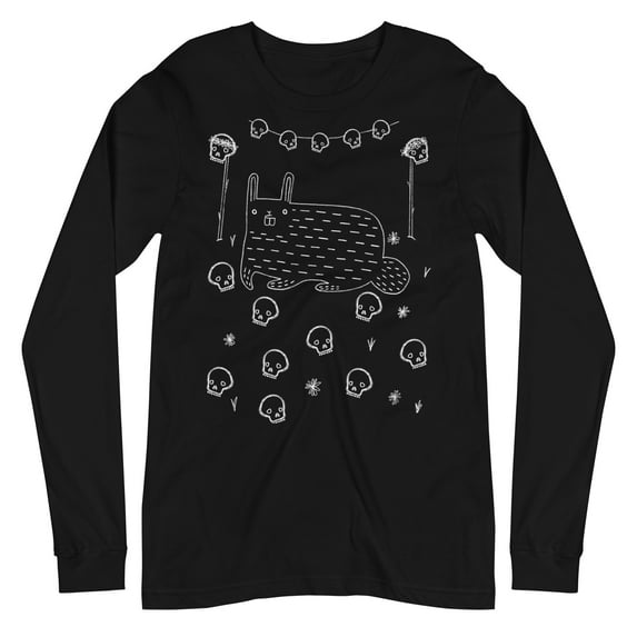 Black Rabbit Skull Folk Art Quirky Creepy Cute Emo Goth Birthday Gift ...