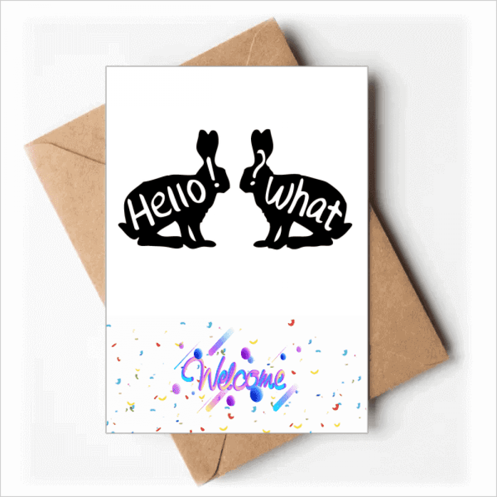 Black Rabbits Animal Outline Natural Welcome Back Greeting Cards ...
