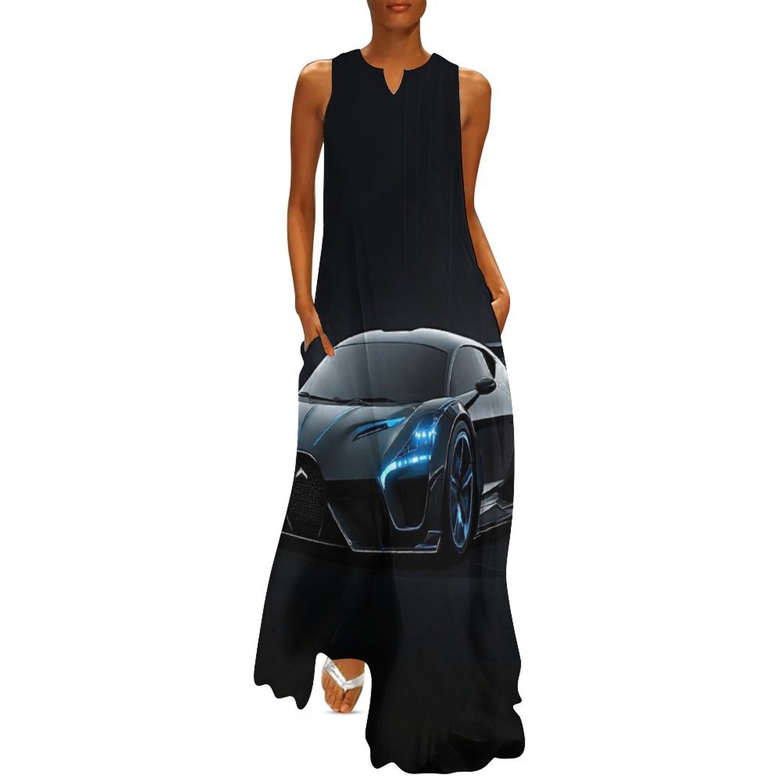 Black Race Car Long Dress luxury evening dresses women clothing new ...