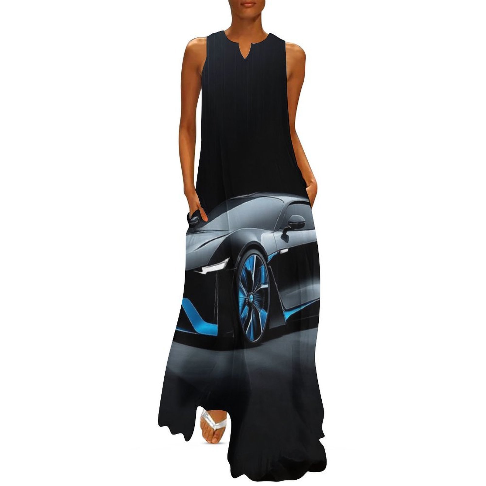 Black Race Car Long Dress luxury evening dresses women clothing new ...