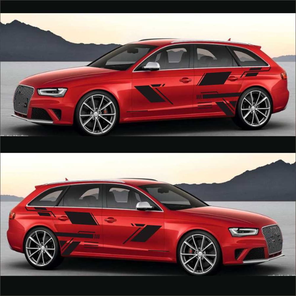 Black Racing Car Door Decals Auto Both Body Side Decoration Vinyl ...