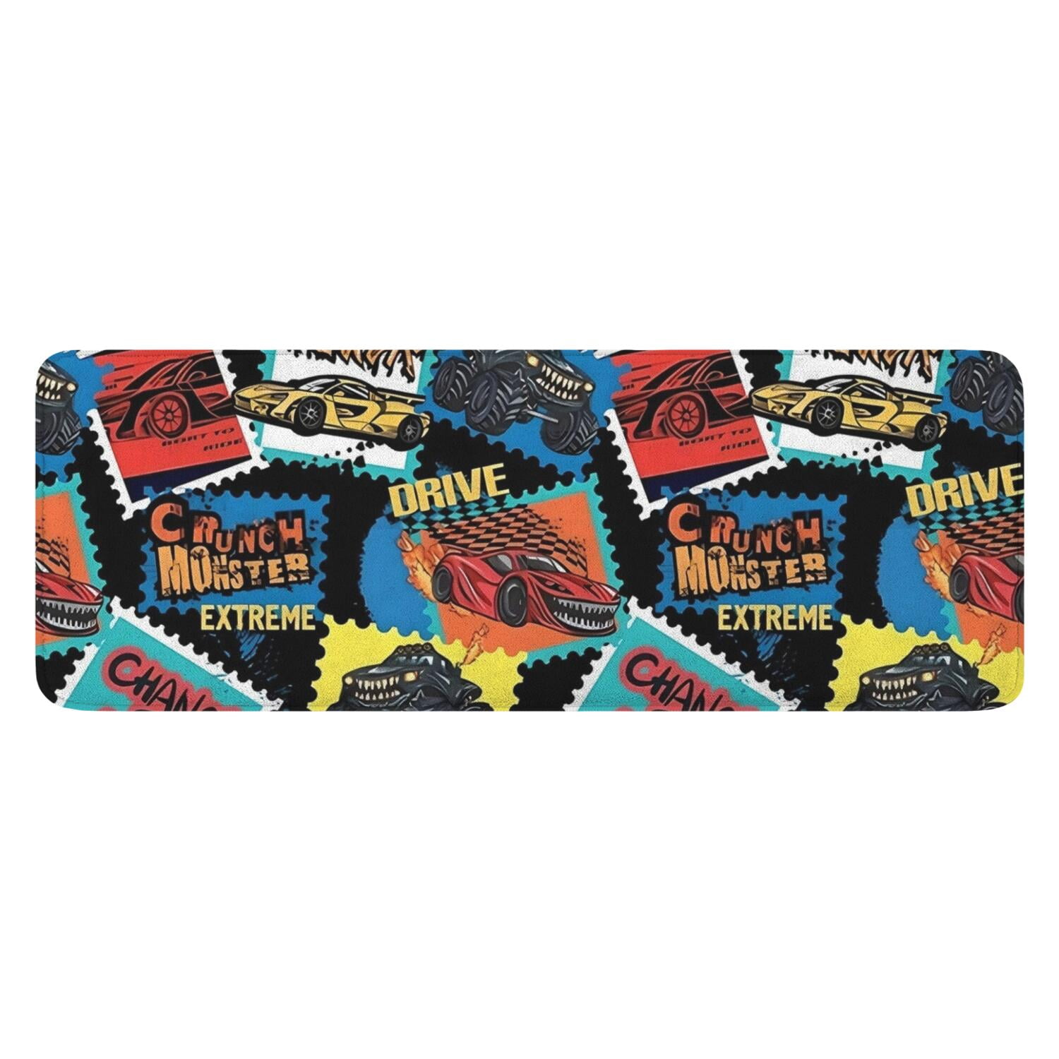 Black Racing Monster Cartoon Trucks Pattern Kitchen Rug Mat,Kitchen ...