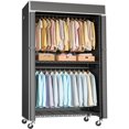 Black Rack With Dark Gray Cover Metal Garment Hanging Clothes Storage ...