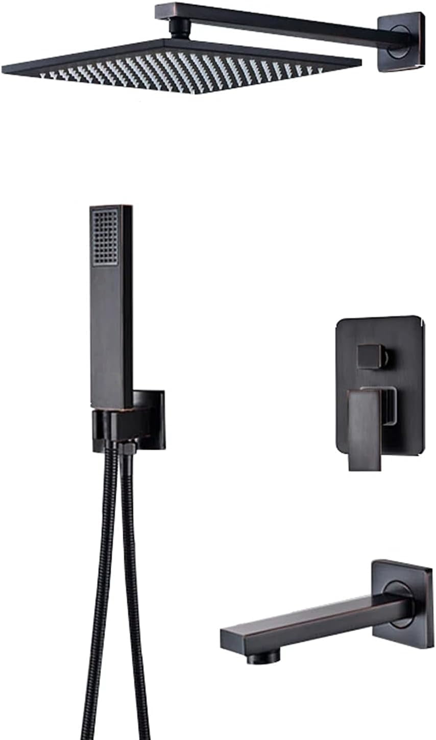 Black Rain Mixer Shower Combo Set Wall Mounted 3 Way Shower System with ...