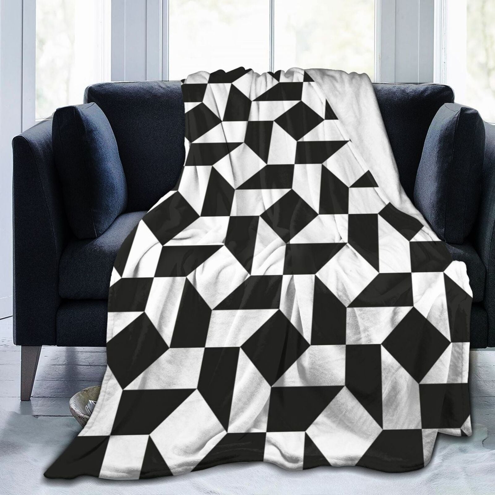 Black Rainbow Checkerboard Pattern Throw Blanket Soft Cozy Warm Durable ...