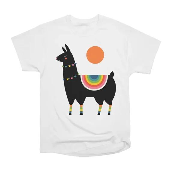 Black Rainbow Llama T-Shirt Tee Gift For Him Merch For Her Apparel For ...