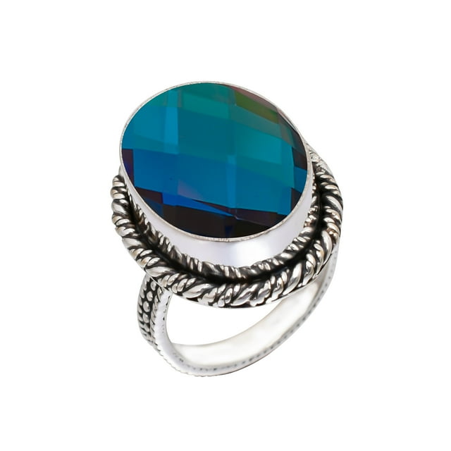 Black Rainbow Mystic Fire Topaz - Gemstone 925 Sterling Silver Ring ...