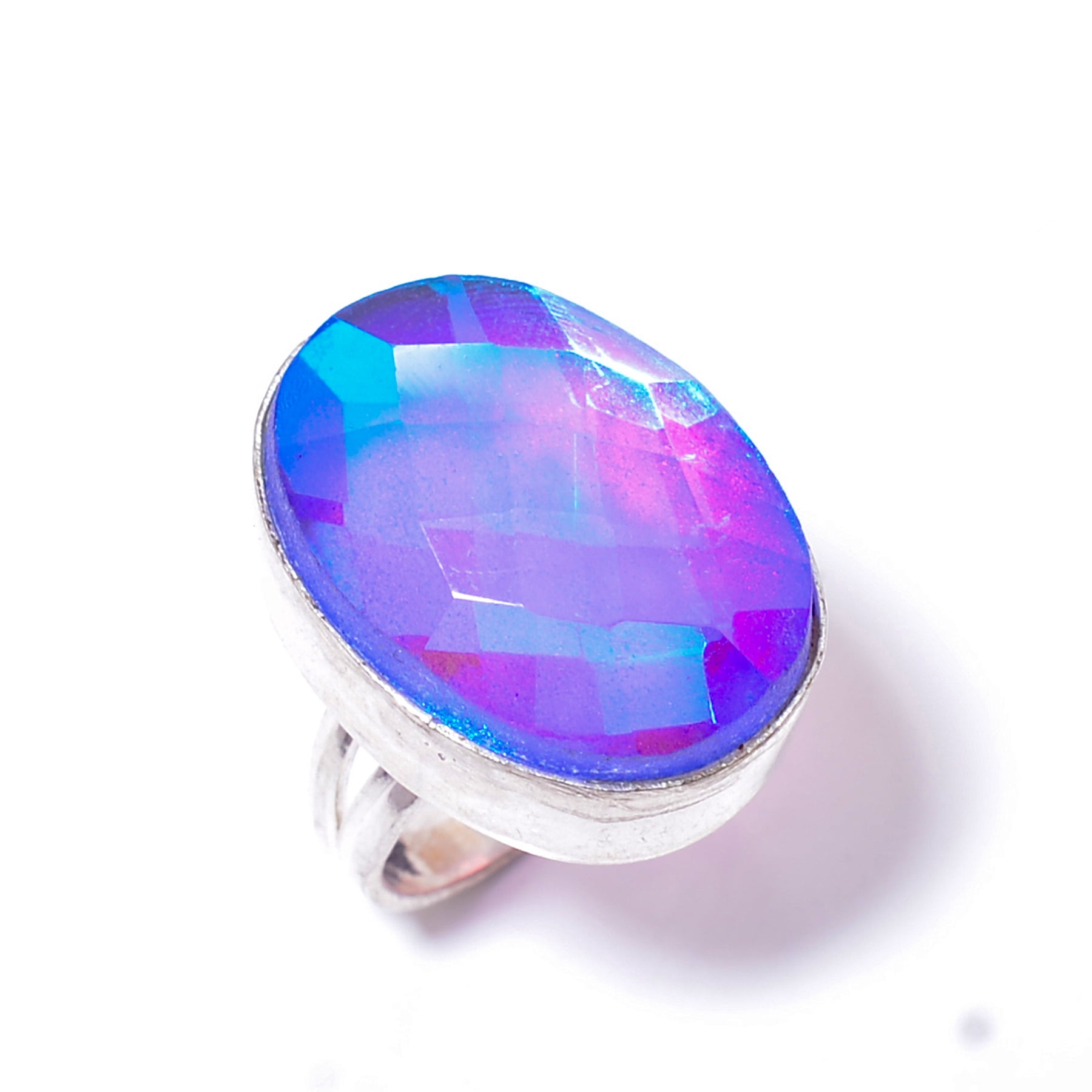 Black Rainbow Mystic Fire Topaz Handmade 925 Sterling Silver Ring S.7 ...