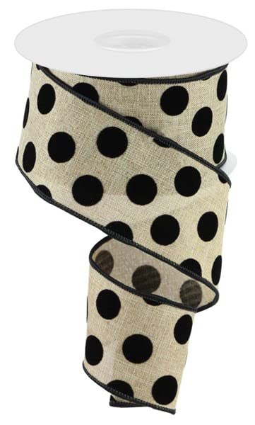 Black Raised Burlap Polka Dots Wired Ribbon (2.5 Inches x 10 Yards ...
