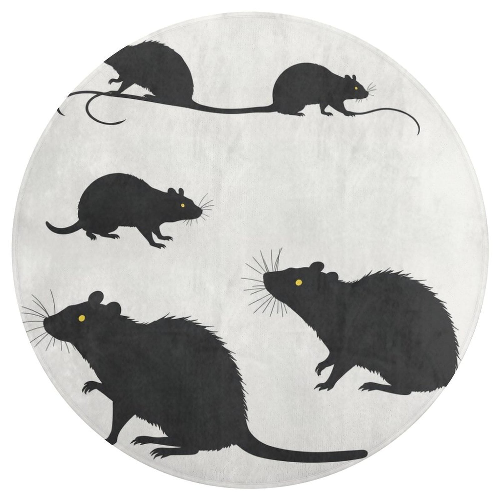 Black Rat Silhouettes Round Carpet Rugs And Carpets for Home Living ...