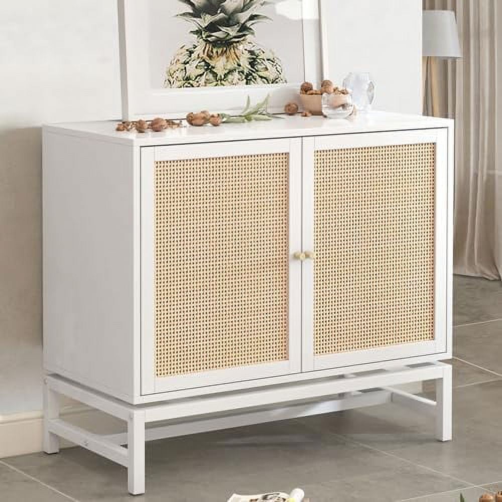 Black Rattan Cabinet Sideboard Buffet Cabinet with Accent Cabinet ...
