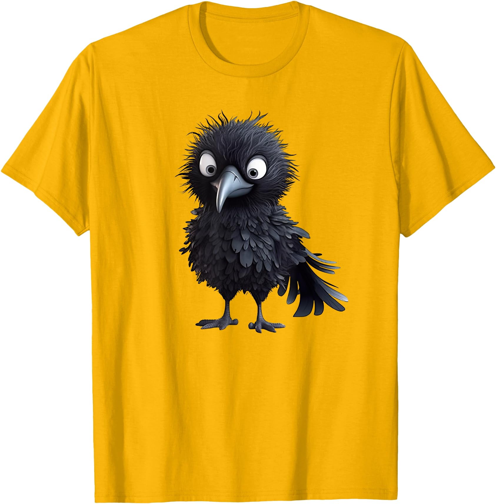 Black Raven Bird Graphic Cute Crow Softstyle Unisex T-Shirt,Gold Color ...