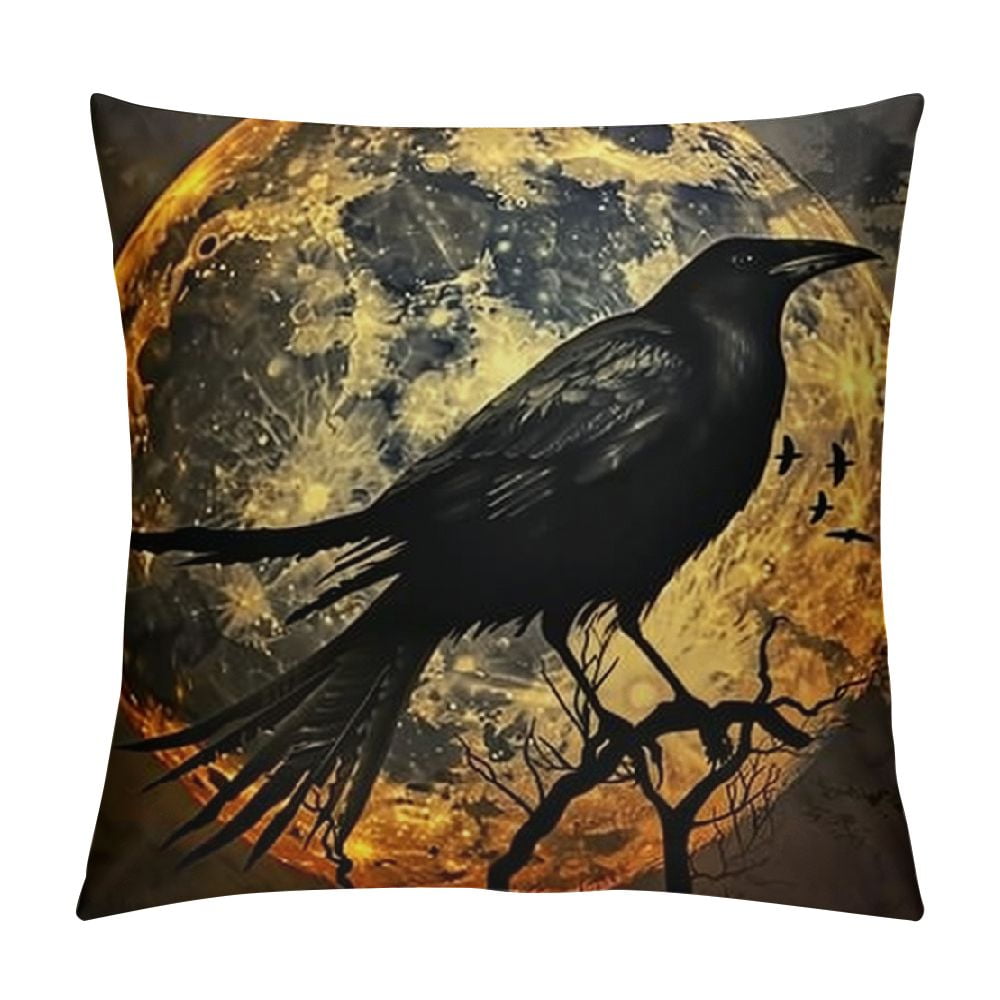 Black Raven Crow Throw Blanket Bird Horror Moon Night Soft and ...
