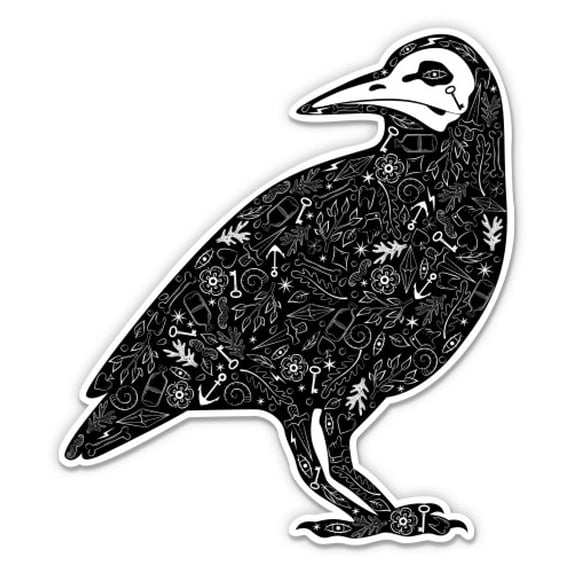 Black Raven Crown Mystic - 8" Vinyl Sticker - For Car Laptop I-Pad ...