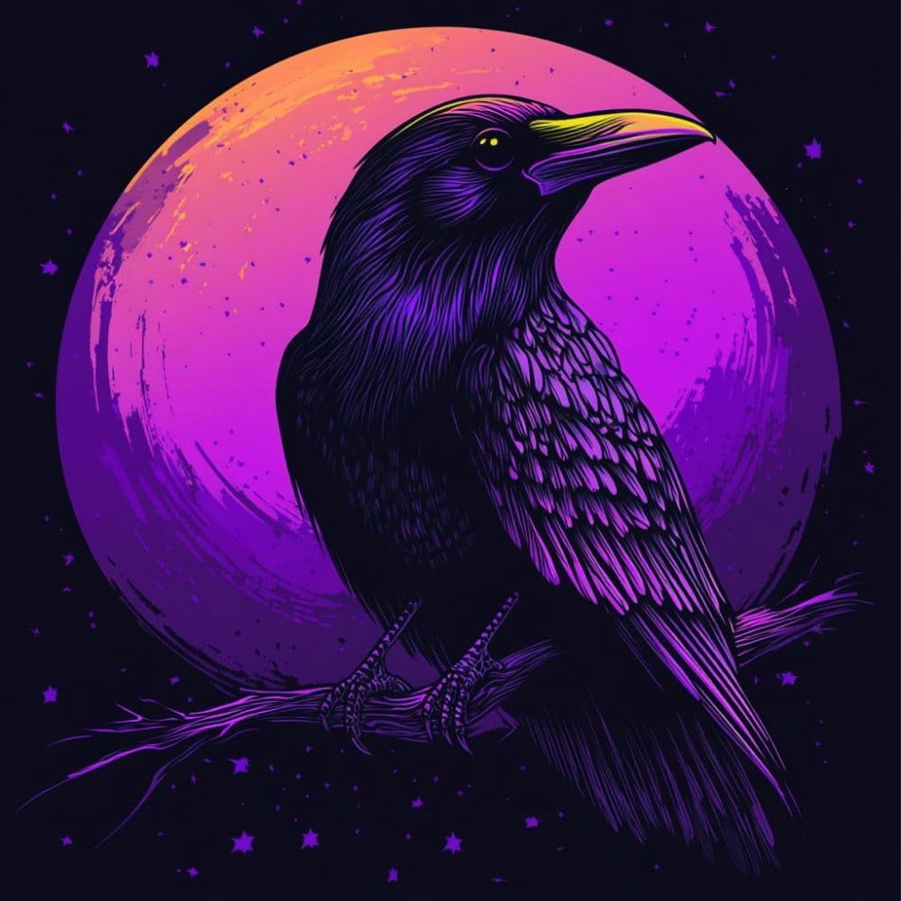 Black Raven Moon DIY 5D Diamond Art Painting by Number Kits for Adults ...