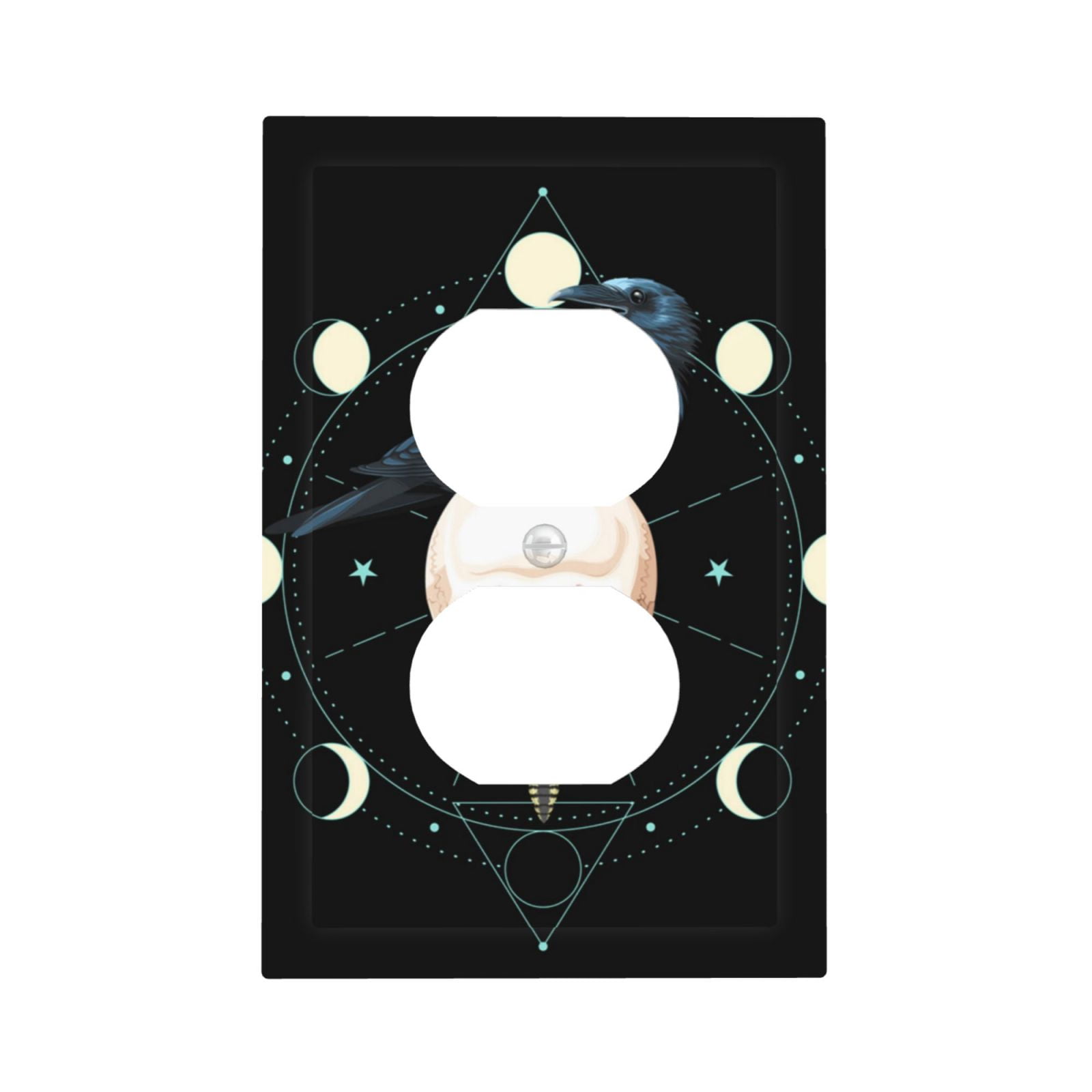 Black Raven Skull Moth Moon Duplex Wall Plate 1 Gang Decorative ...