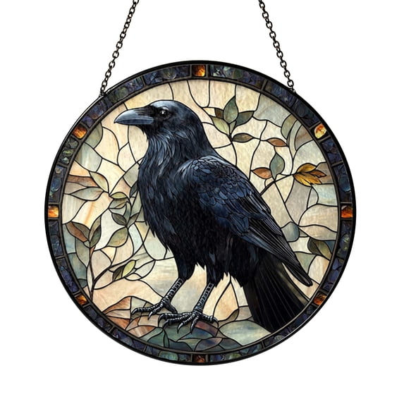 Black Raven Stained Glass Suncatcher Window Decor Sun Catcher Unique ...