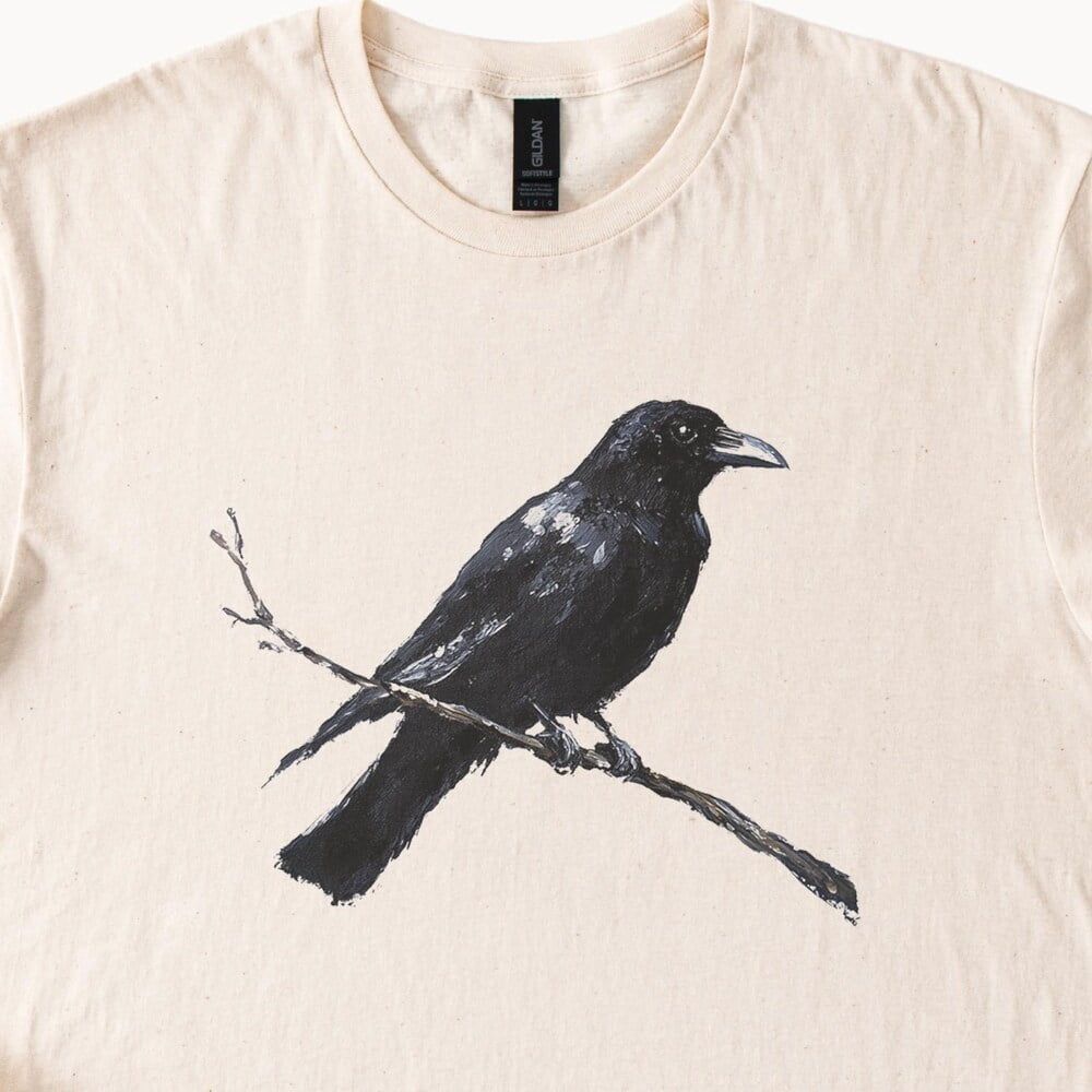 Black Raven T Shirt Bird Graphic Tee Nature Lover Gift Crow Tshirt Goth ...