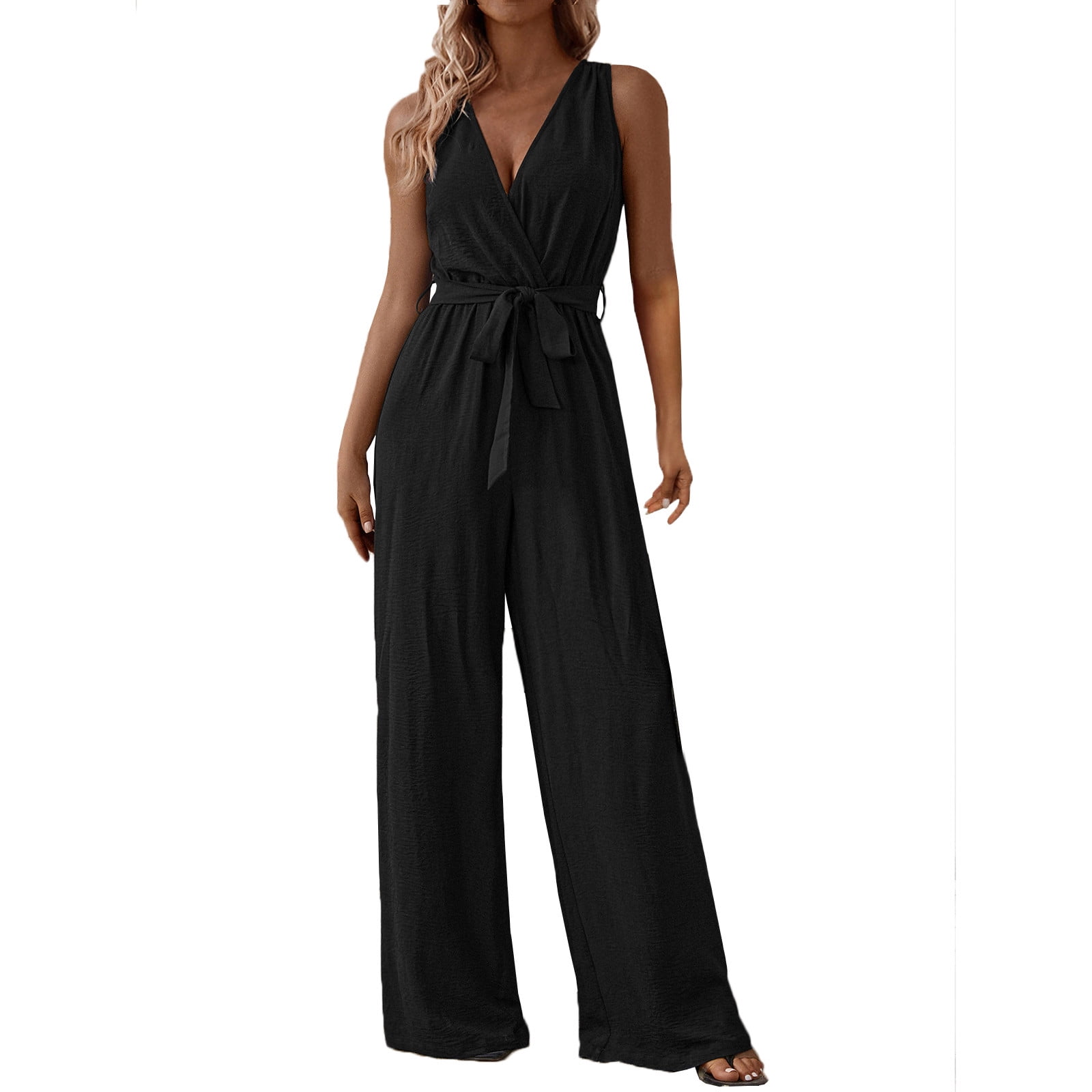 Black Rayon Pants for Ladies Fall Summer Casual Straight Leg Basic Long ...