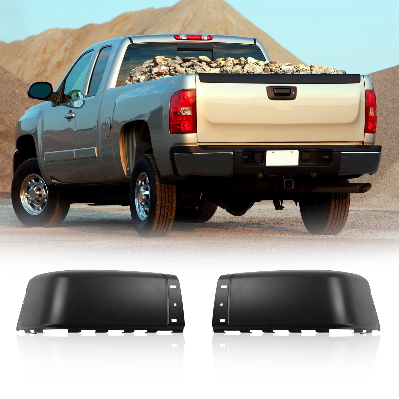 Black Rear Bumper Assembly with Painted Steel Construction-Black Rear ...