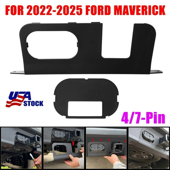 Black Rear Bumper Cover Plate with 4/7-Pin Connector Hitch For 22-25 ...